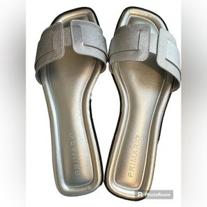 Primark | Shoes | Primark Silver Flat Sandal Size Us 8 New With Tag In ...